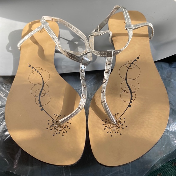 Shoes | Silver Slippers Note Brass Buttons On Front Strap And Design On ...